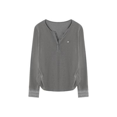 时然假两件长袖保暖T恤