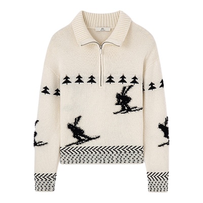 【商场同款】HPLY荷比俪2025冬新款绵羊毛山羊绒混纺机能风羊毛衫