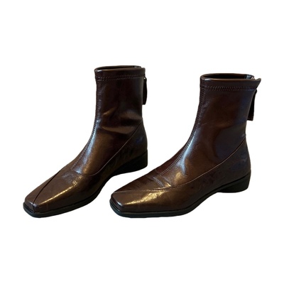 羊皮版~增高3/6cm方头瘦瘦短靴女