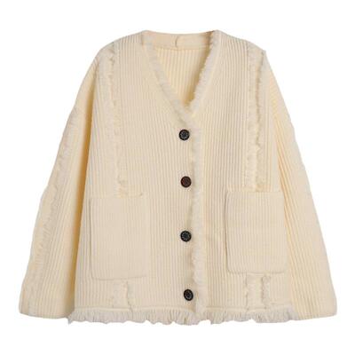 西町村屋慵懒中长文艺针织开衫女