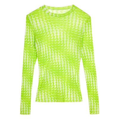 绿色月食网纱打底衣2023春夏新款