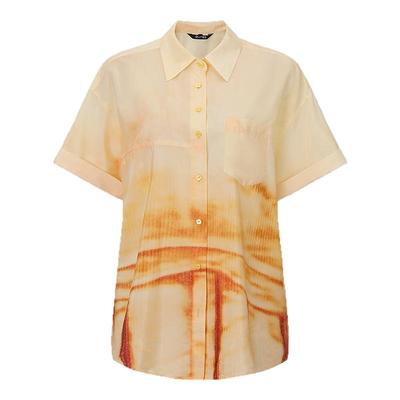 D63女装25夏季新品短袖衬衫轻职通勤翻领松弛感无束缚衬衫上衣