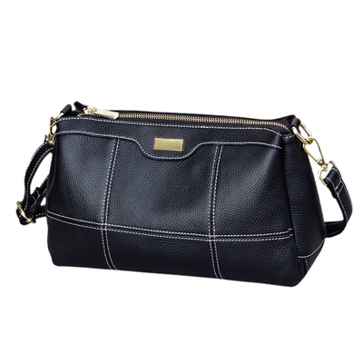 斜挎包头层牛皮多层大气中年包包