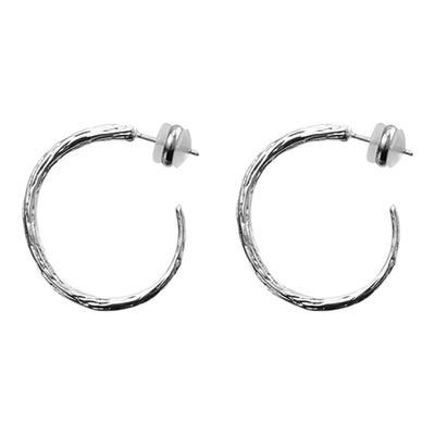 【博主同款】BLOTT 树皮纹拉丝 椭圆小圈耳环纯银耳针