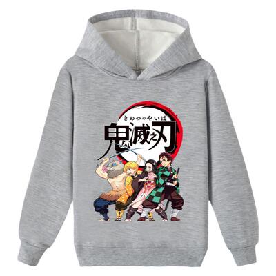 鬼灭之刃Kimetsu no Yaiba中大童印花休闲冬季加绒套头连帽衫卫衣
