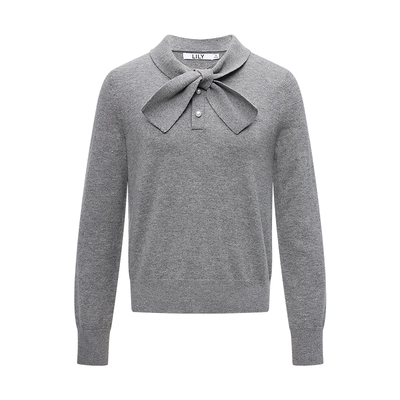 LILY通勤长袖格雷系蝴蝶结针织衫