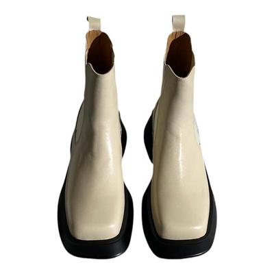 莲花府邸松糕底单里切尔西靴