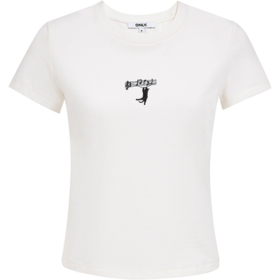 ONLY立体刺绣正肩短袖T恤