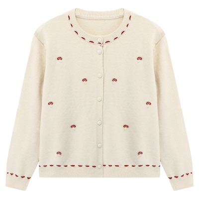 ROCOCO/洛可可韩版甜美减龄风刺绣针织开衫休闲百搭小众毛衣外套