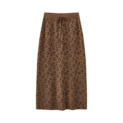 ALWOOLS2025秋冬新品豹纹提花口袋针织长裙