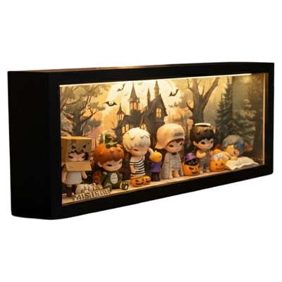 适用泡泡玛特星星人小野labubu若来TopToy盲盒手办造景相框展示盒