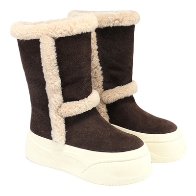 fed厚底雪地靴女冬季新款女靴保暖中筒靴磨砂增高棉靴女款DLG585