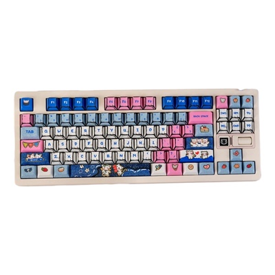 牛仔小猫漫画风原厂键帽PBT热升华客制化适配wooting60hi75atk68