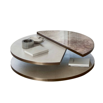 意式轻奢圆形大理石茶几圆形茶桌