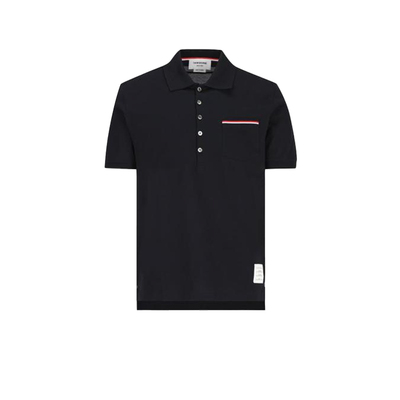 ThomBrowne海军蓝棉质Polo衫