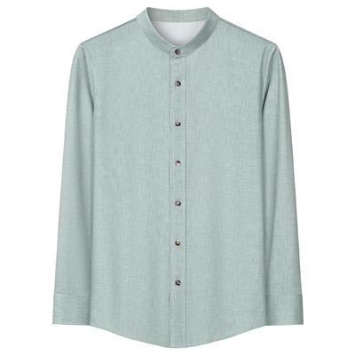 春秋男士高端120支长绒棉立领长袖衬衫免烫抗皱衬衣2026春装上衣