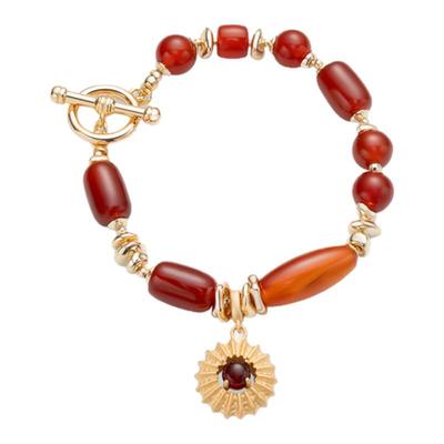 lost in echo2026春夏新款时髦高级感好运红玛瑙串珠太阳吊坠手链