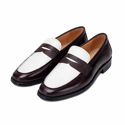 壹植复古拼接一脚蹬乐福鞋男