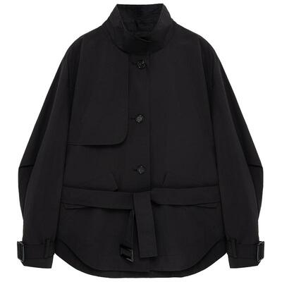 MESUX米岫26秋挺括微绉锦棉面料造型腰带立领风衣外套MOSUH604