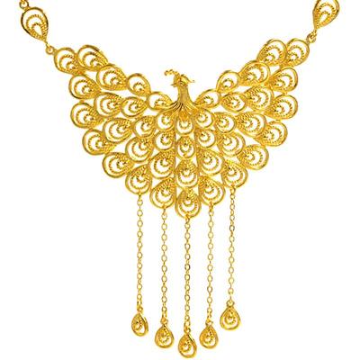 薄款新娘结婚金项链铜女龙凤手镯