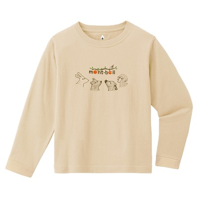 日本美山 montbell 2026春儿童森林动物纯棉防紫外线运动长袖T恤