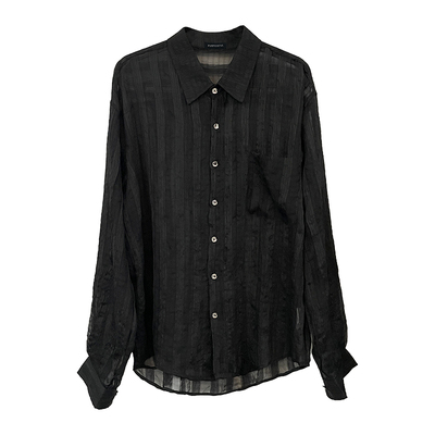 慵懒高级感微透禁欲系黑色衬衣