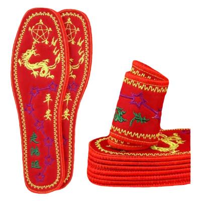 本命年喜庆结婚大红鞋垫加绒绣花走鸿运男女刺绣棉布冬季保暖垫子