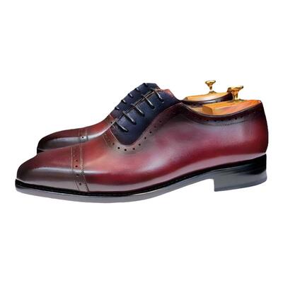 三接头皮鞋男透气商务皮底