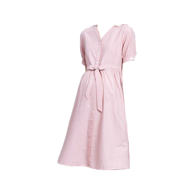 美国费雪V领夏季短袖孕妇连衣裙