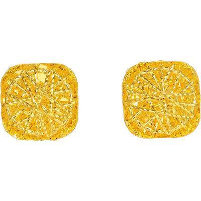 周六福5G黄金耳钉女计价足金爆闪方糖耳饰首饰新年礼物旗舰店