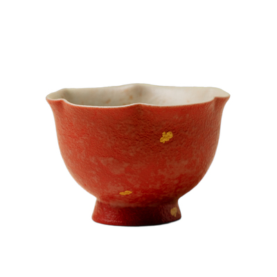 里作高端洒金高足花瓣杯