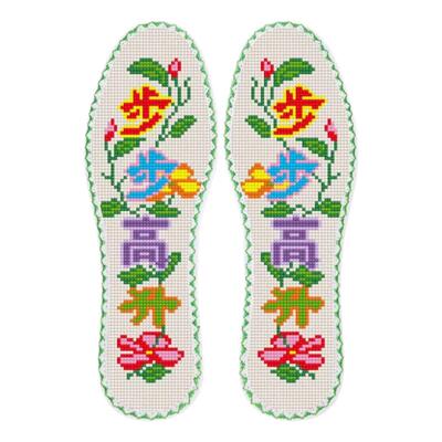 新款带花边纯层层棉布十字绣鞋垫