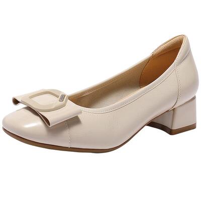 森达粗跟浅口单鞋女款春秋新商场同款牛皮通勤单鞋XPN02CQ5