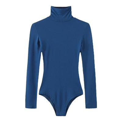 弹力莫代尔修身连体服高领长袖