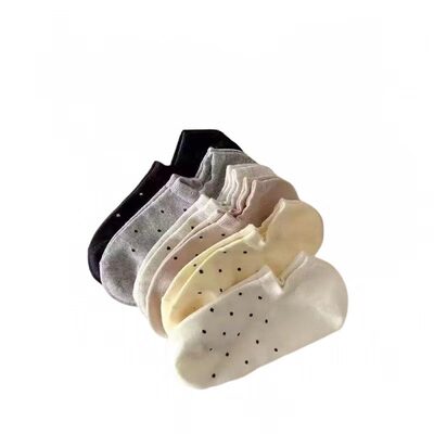 春夏浅口船袜女孩圆点纯色学生袜