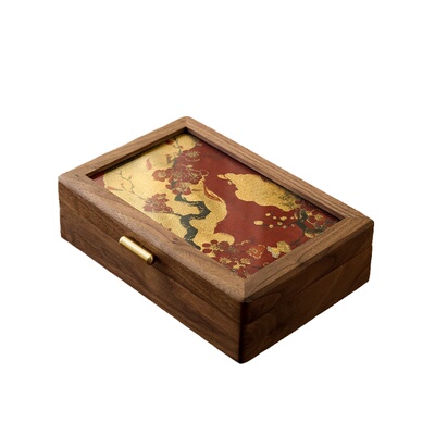 刺绣首饰盒三金五金木质收纳盒