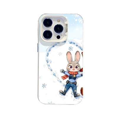 雪地爱心尼克朱迪适用苹果17手机壳iPhone16promax情侣15新款14疯狂13mini动物城12周边11男x女xr/xs/8/7/air