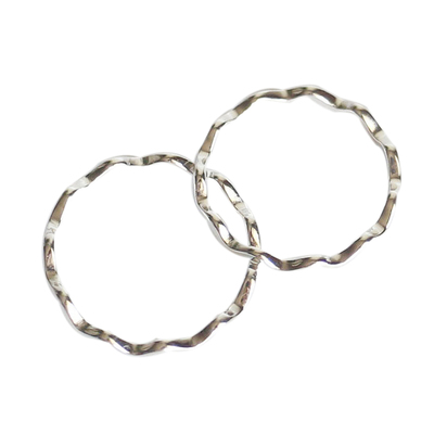 光面波浪银戒指s925戒女脚趾纤细