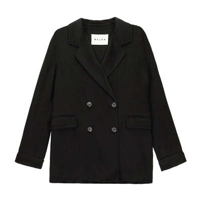 【都市巴黎】MSLAN明星同款秋冬直身翻驳领修身羊毛双面呢大衣