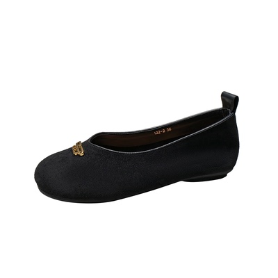 龙猫叔真皮单鞋平底一脚蹬懒人鞋