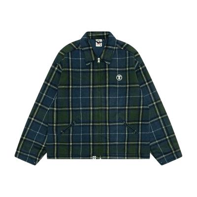 Aape猿人徽章复古格纹翻领夹克