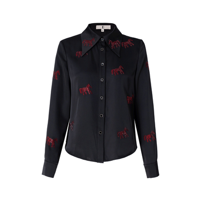 MD依诺【夜幕星光】2026春季通勤设计感减龄翻领休闲长袖衬衫上衣