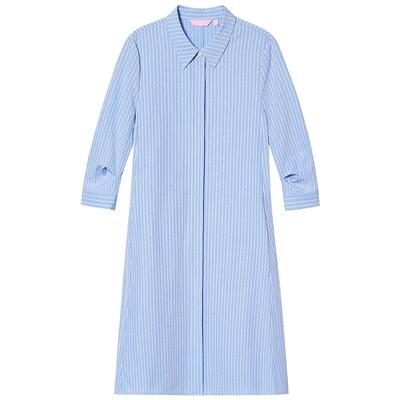 SALT.P可颜2025夏季烫钻蓝白条纹宽松中袖衬衫连衣裙女AC35205070