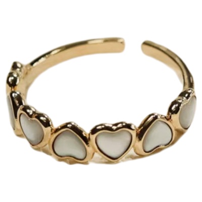 爱心白贝简约s925银戒指原创设计