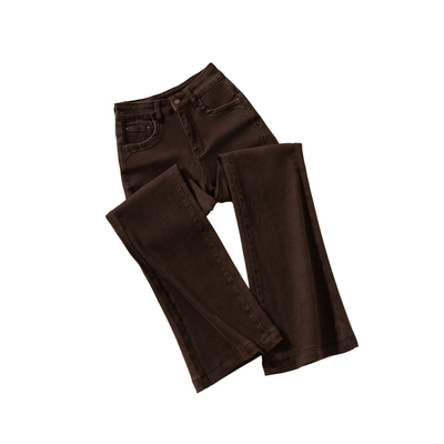 加绒美拉德九分微喇牛仔裤女秋冬