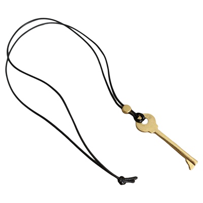 金属钥匙吊坠黑绳项链女毛衣链