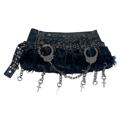 Y2K辣妹亚文化毛边短裙