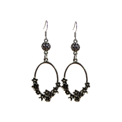 桂冠藏式民族风银色耳环