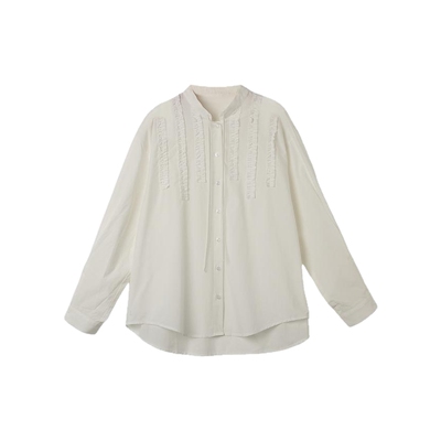 西町村屋木耳边微甜文艺设计衬衫