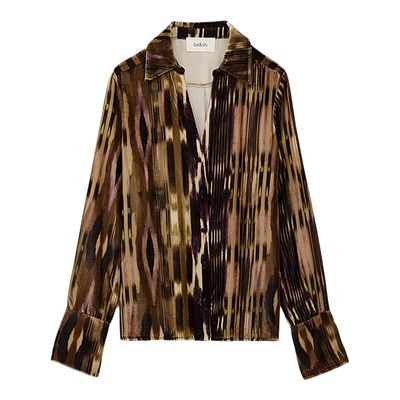 【2件8折】bash春季法式复古纹理感印花女衬衫上衣小衫1H25VANY